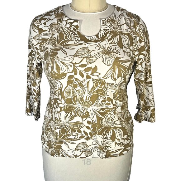 Ruby Rd. | Tops | Ruby Rd Blouse Womens Xl Beige White Tropical Floral ...